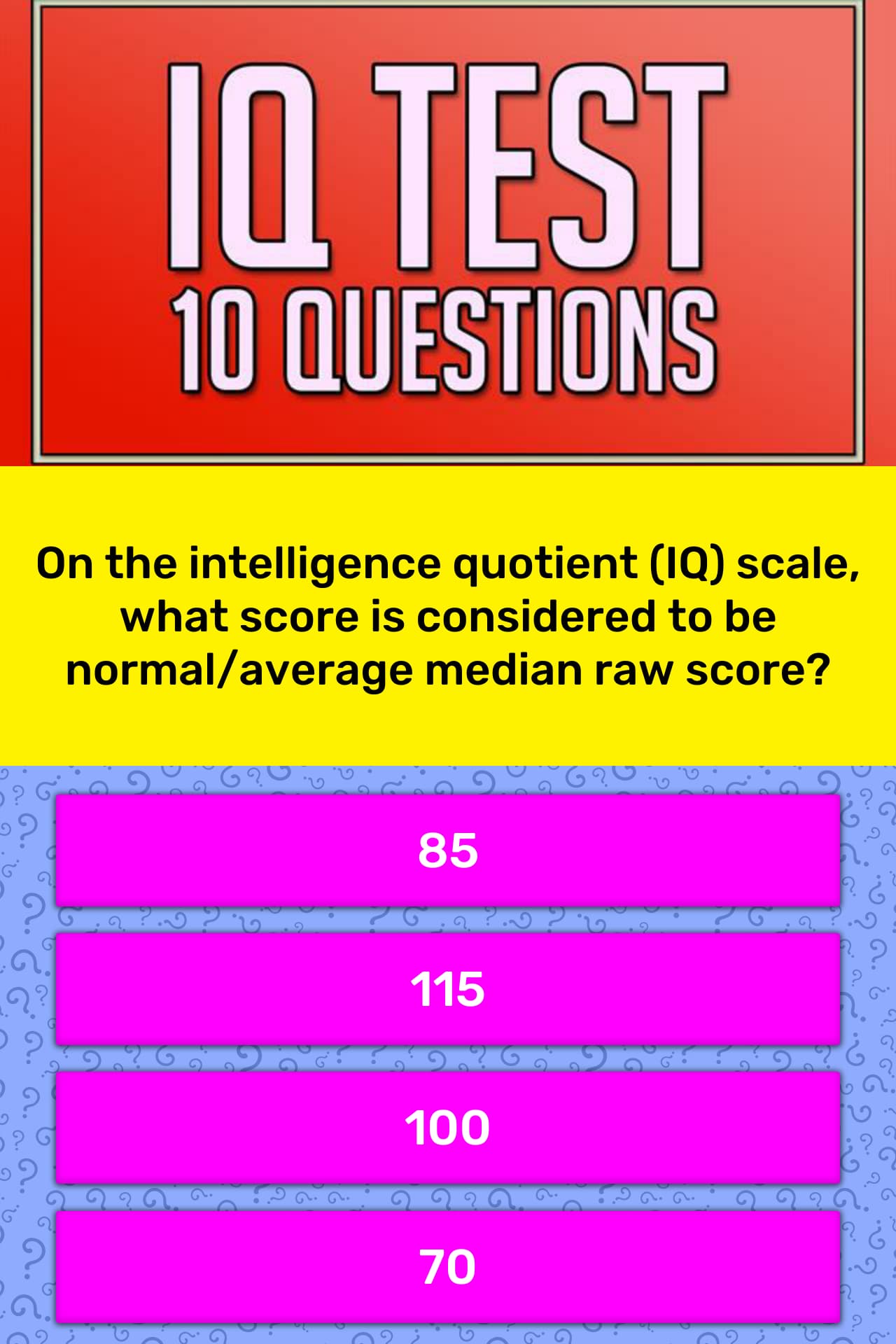 On The Intelligence Quotient IQ Trivia Answers QuizzClub