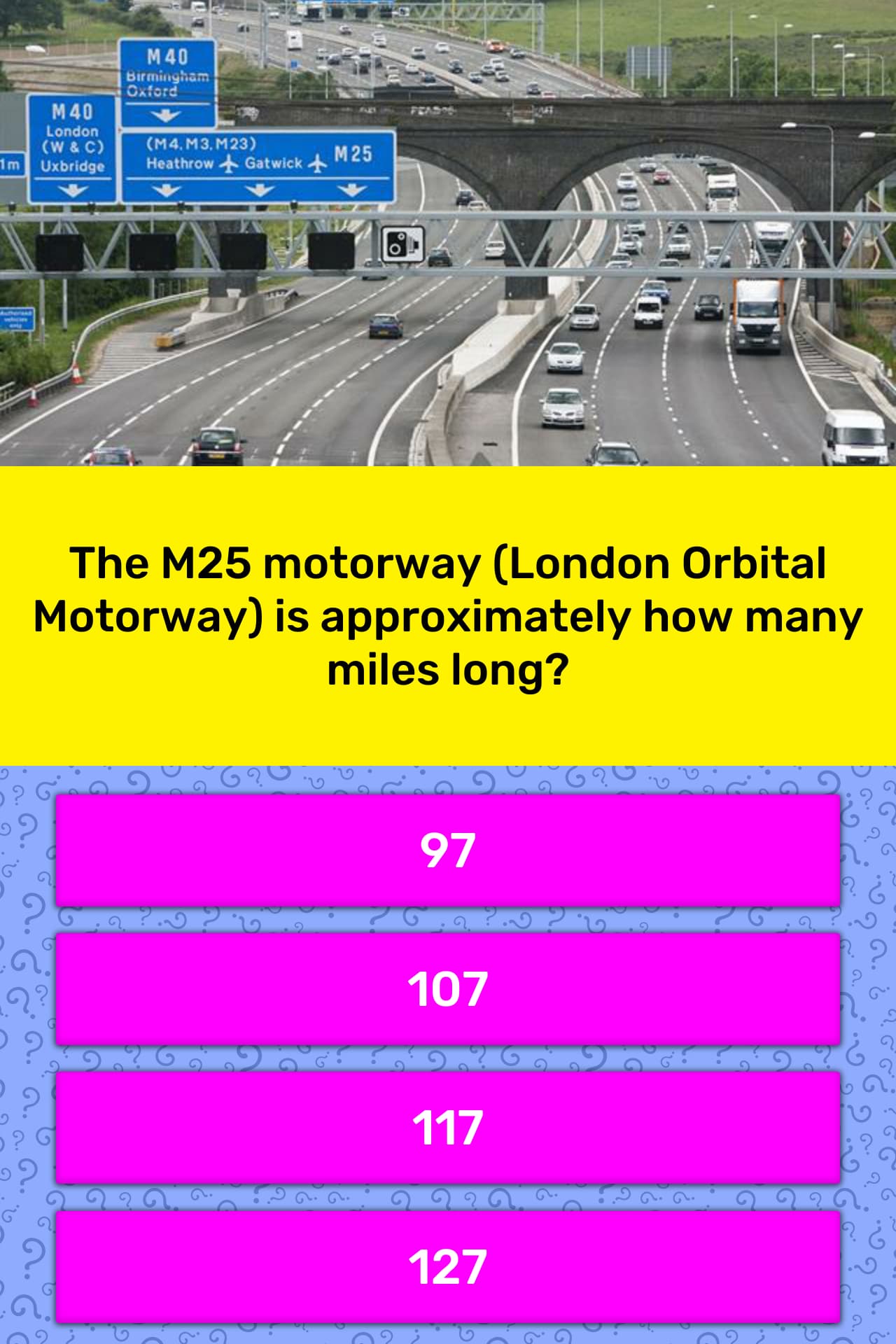 The M25 Motorway London Orbital Trivia Questions QuizzClub