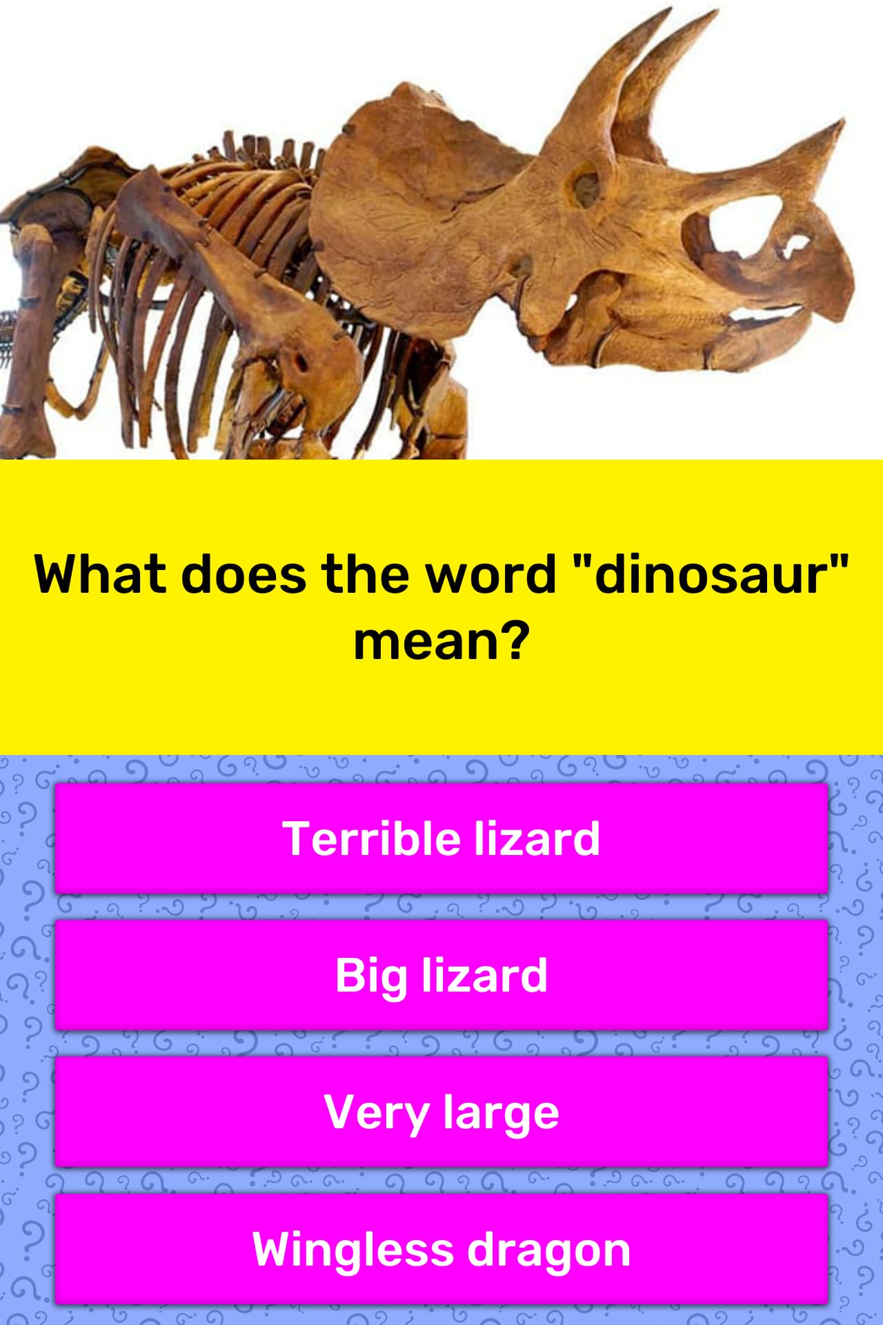 What Does The Word dinosaur Mean Trivia Answers QuizzClub What Does The Word dinosaur Mean Trivia Answers QuizzClub